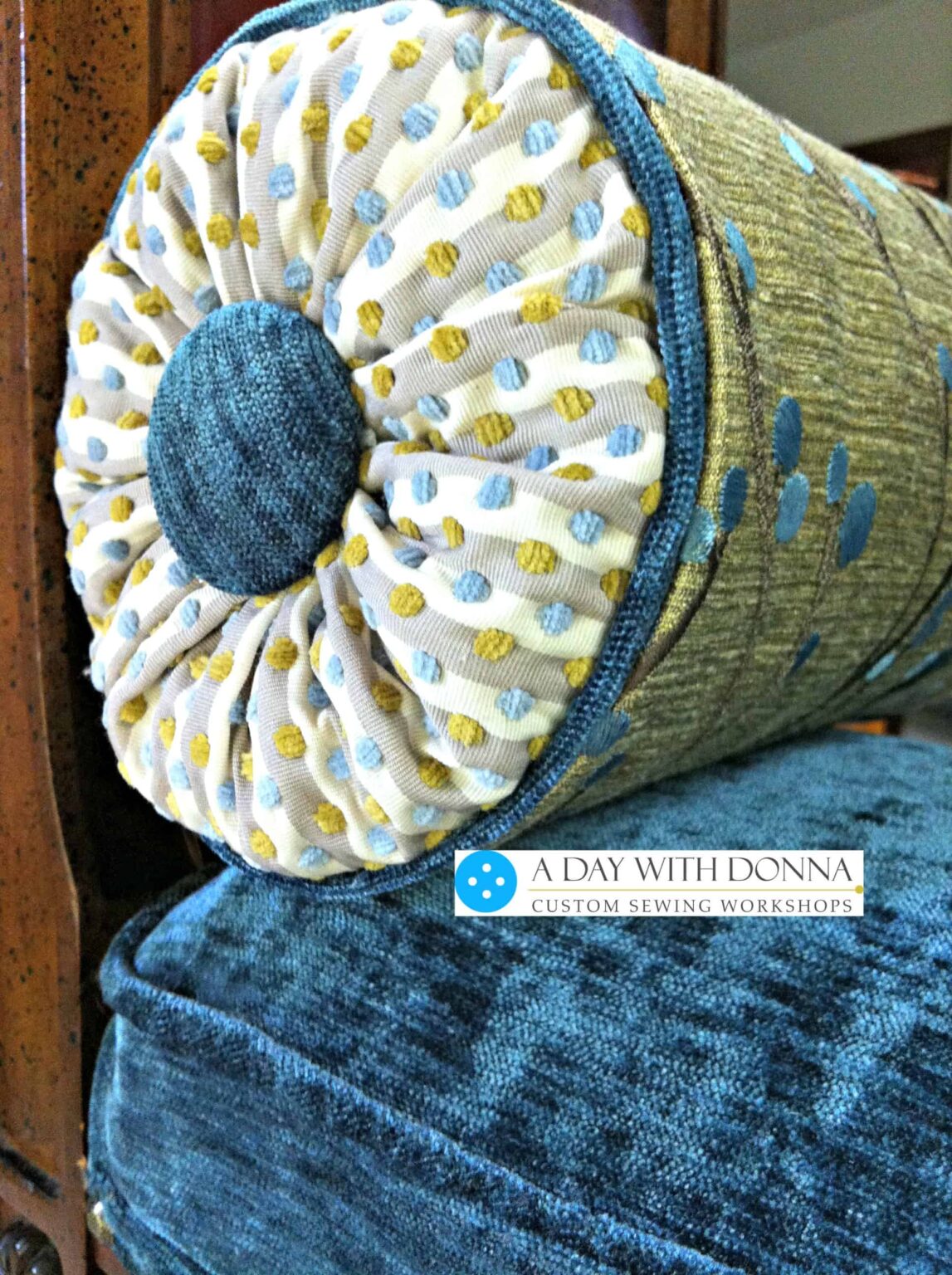Bolster Pillow With Contrast Button Ends - Designs By Donna